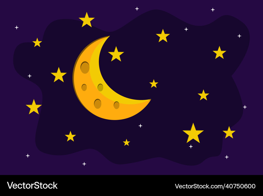 Flat style moon and stars background design Vector Image