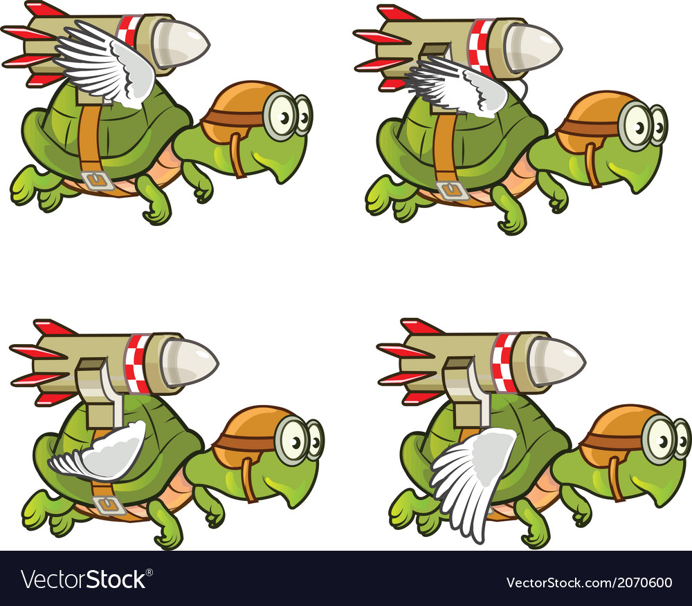 Flying turtle with rocket Royalty Free Vector Image