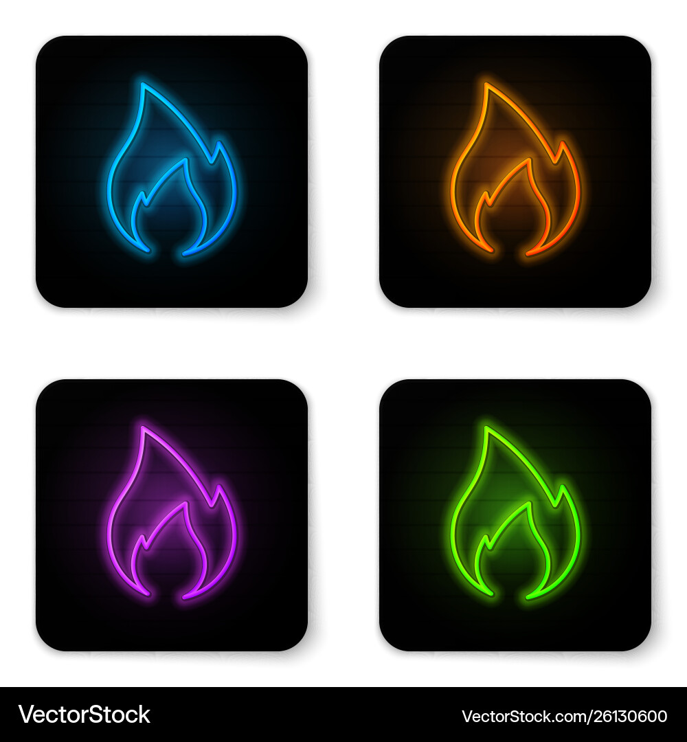 Glowing neon fire flame icon isolated on white Vector Image