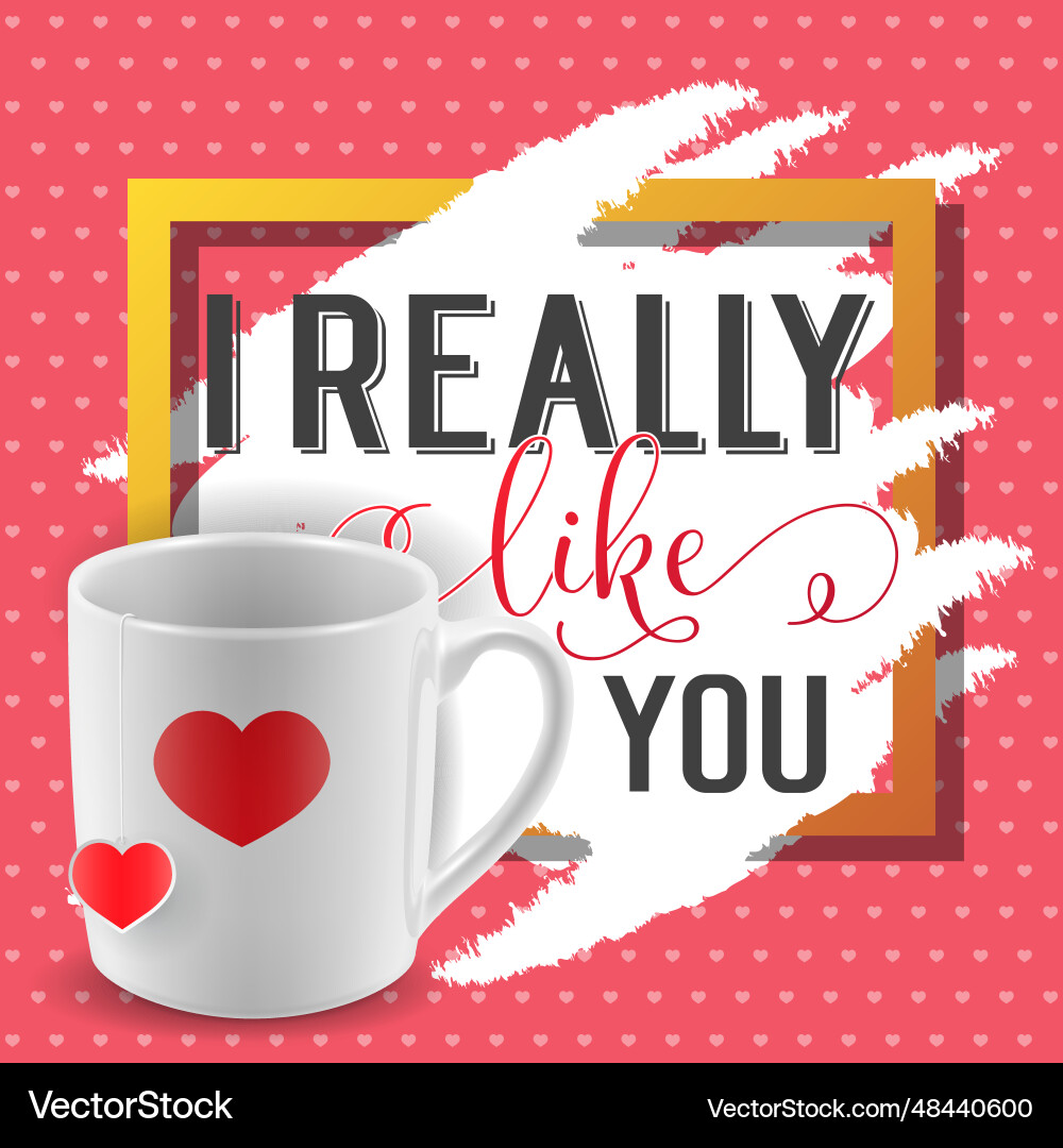I really like you lettering with cup Royalty Free Vector
