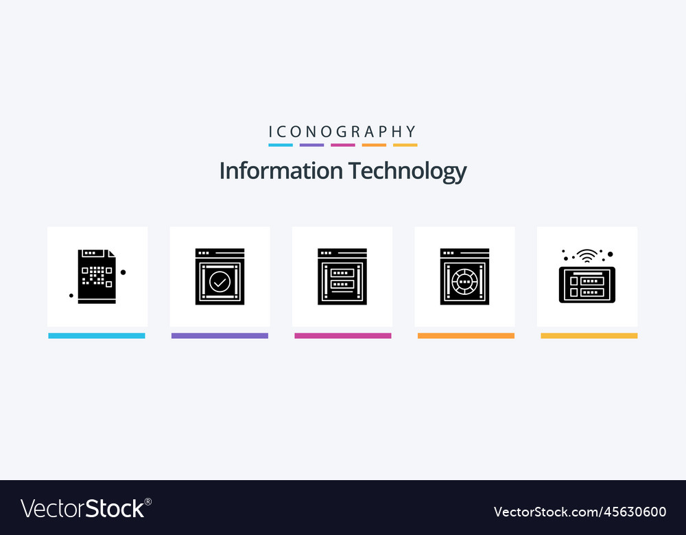Information technology glyph 5 icon pack Vector Image