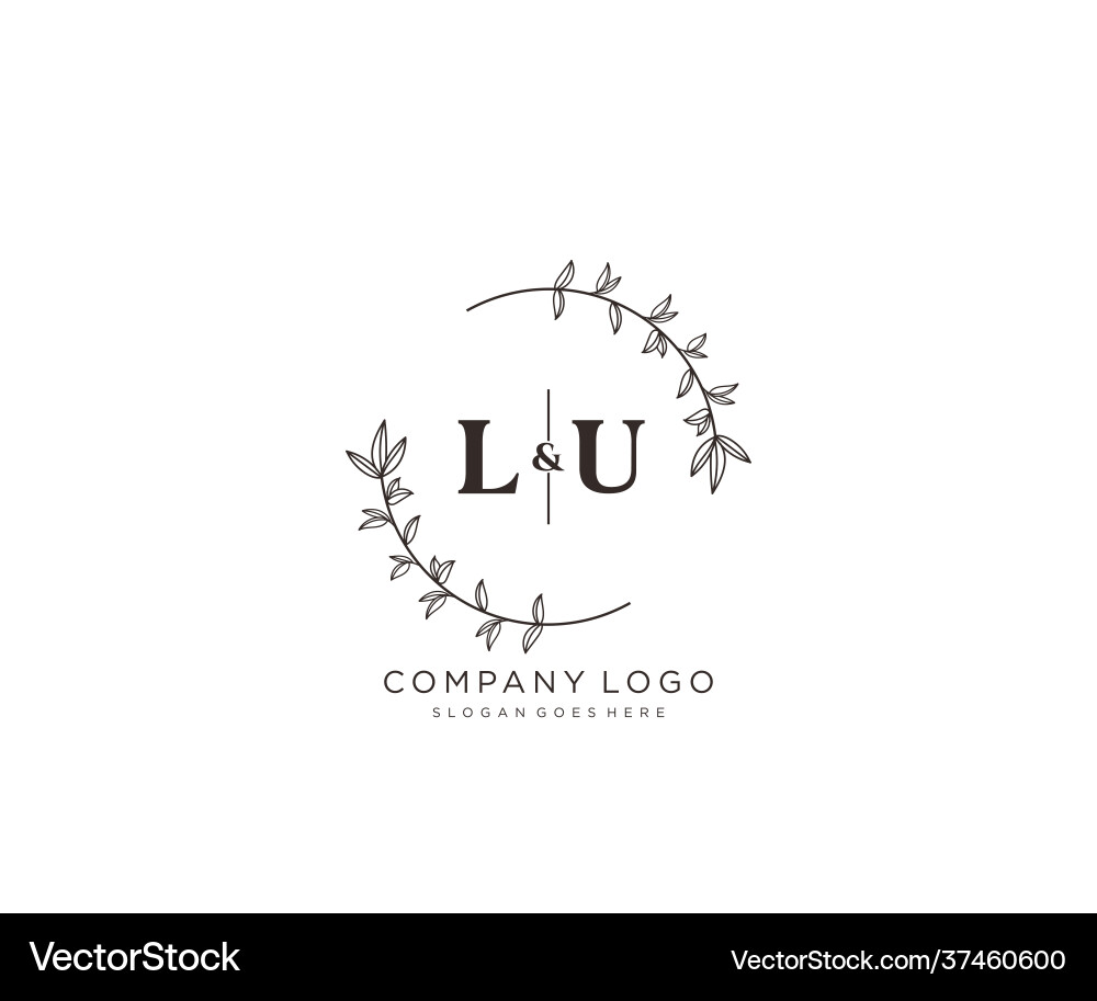 Initial lu letters beautiful floral feminine Vector Image