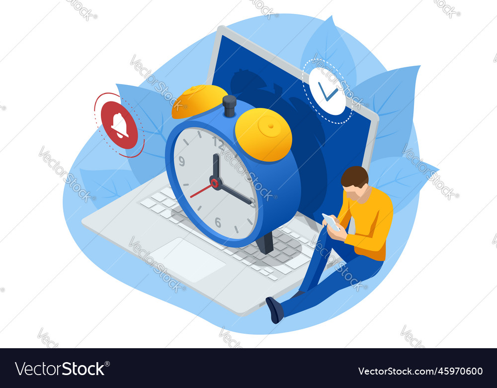 Isometric time management and business planning Vector Image Isometric time management and business planning Vector Image