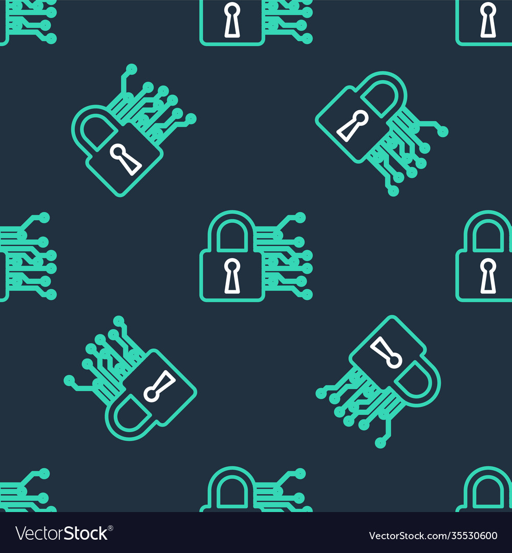 Line cyber security icon isolated seamless pattern