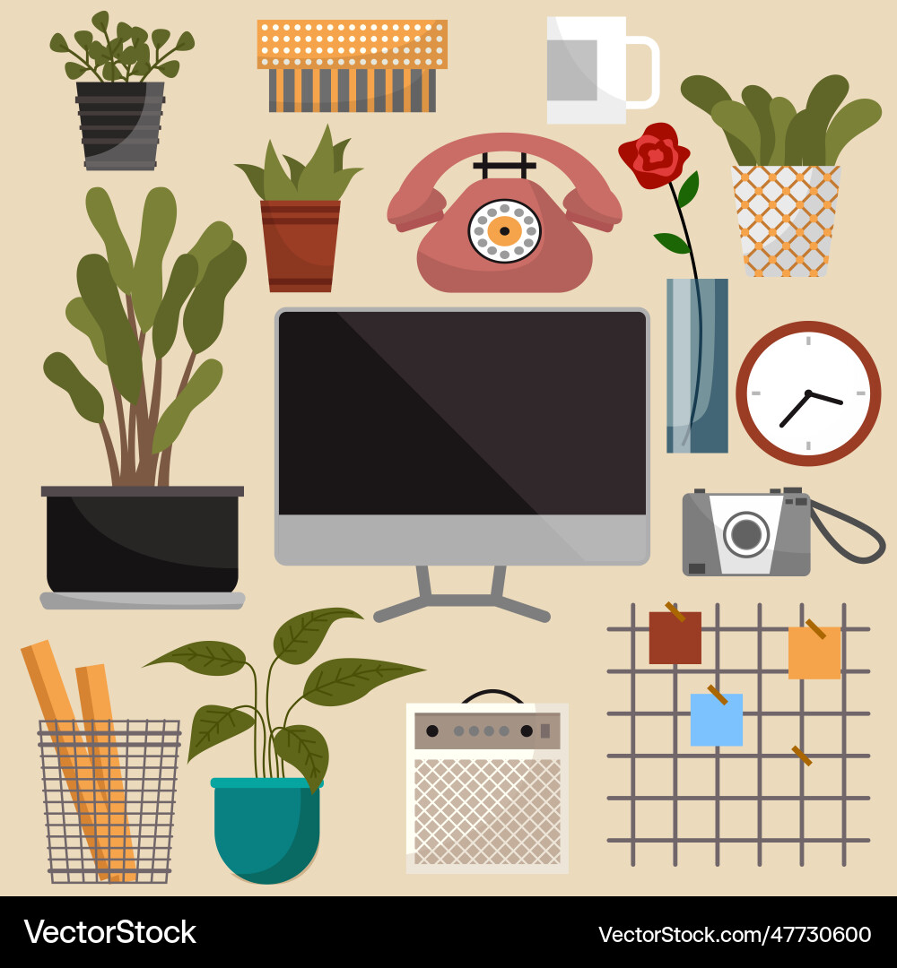 Modern design interior items set concept of Vector Image