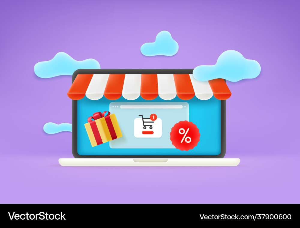 Online shop via internet horizontal banner Vector Image