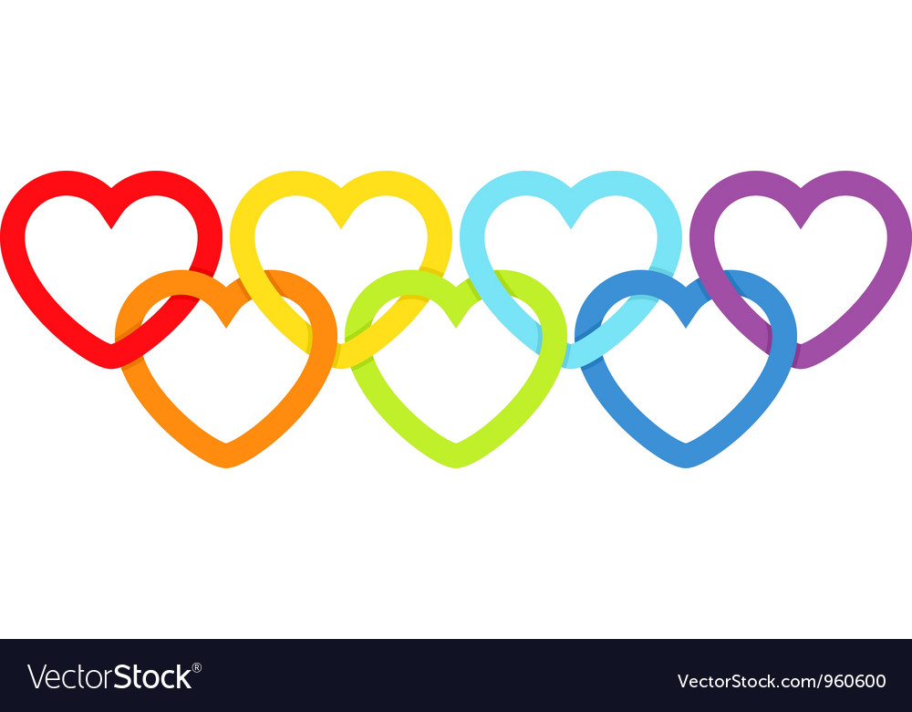 Rainbow connected hearts Royalty Free Vector Image Rainbow connected hearts Royalty Free Vector Image