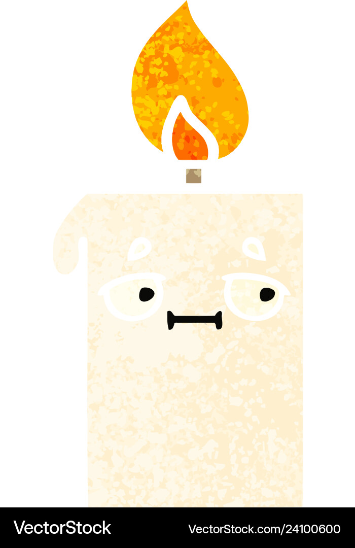 Retro style cartoon lit candle Royalty Free Vector Image