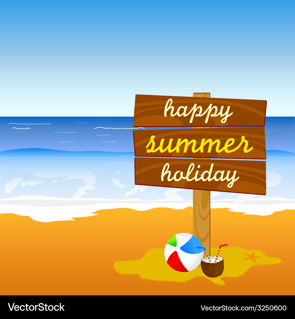 Signboard on the beach color Royalty Free Vector Image