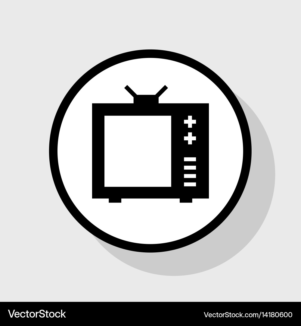 Tv sign flat black icon Royalty Free Vector Image