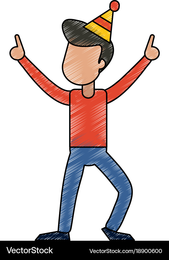 Young man celebrating cartoon Royalty Free Vector Image