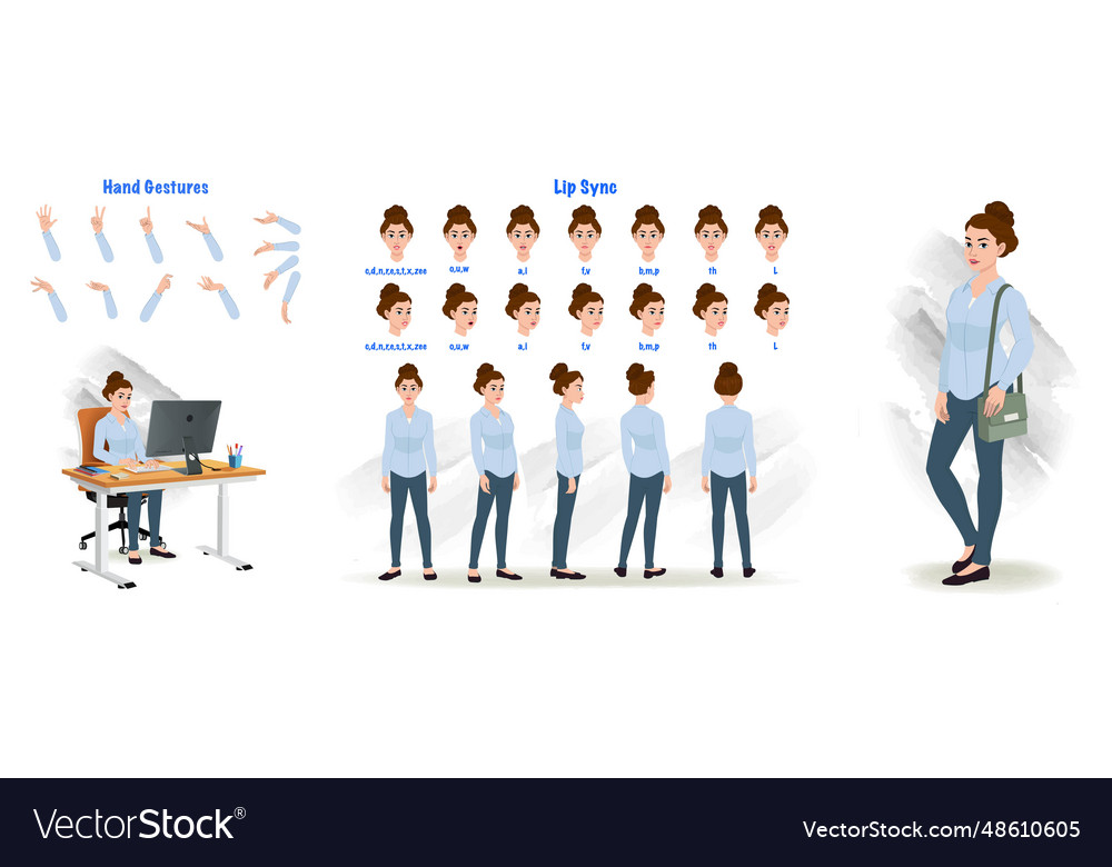 A business woman modelsheet businesswoman turn ar Vector Image A business woman modelsheet businesswoman turn ar Vector Image
