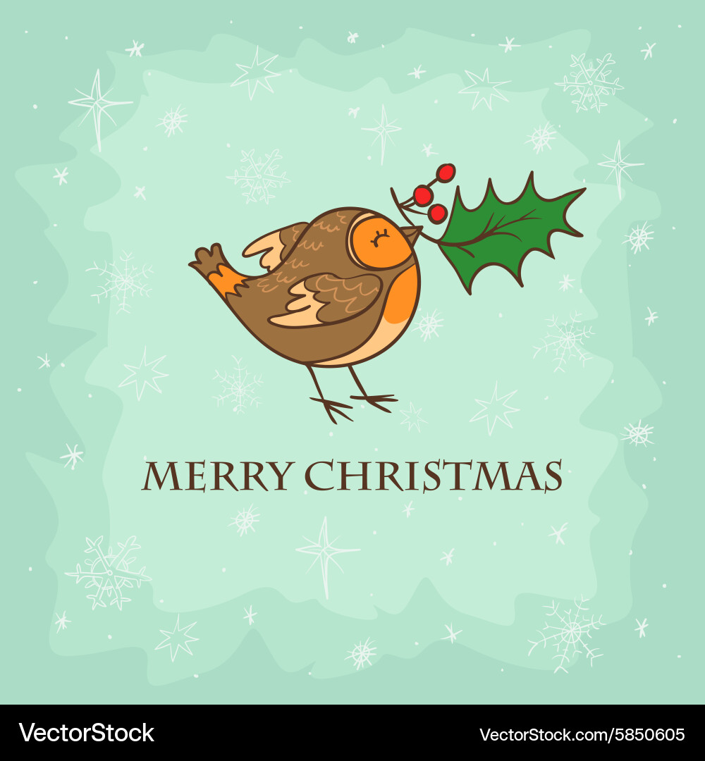 Christmas card with bird Royalty Free Vector Image