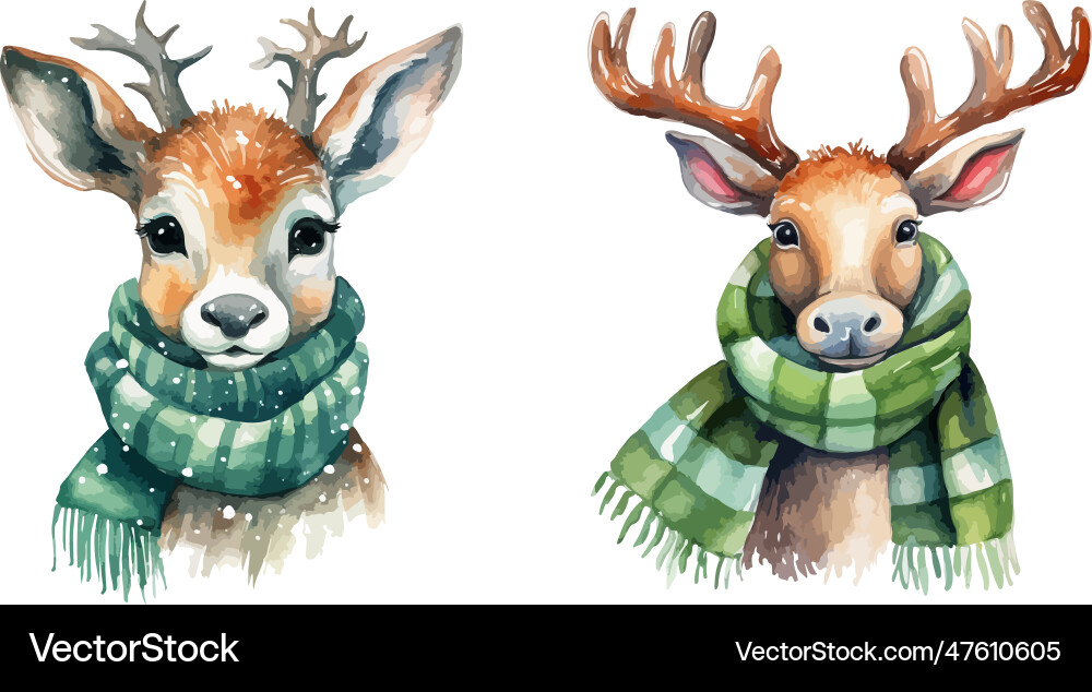 Christmas deer clipart isolated Royalty Free Vector Image
