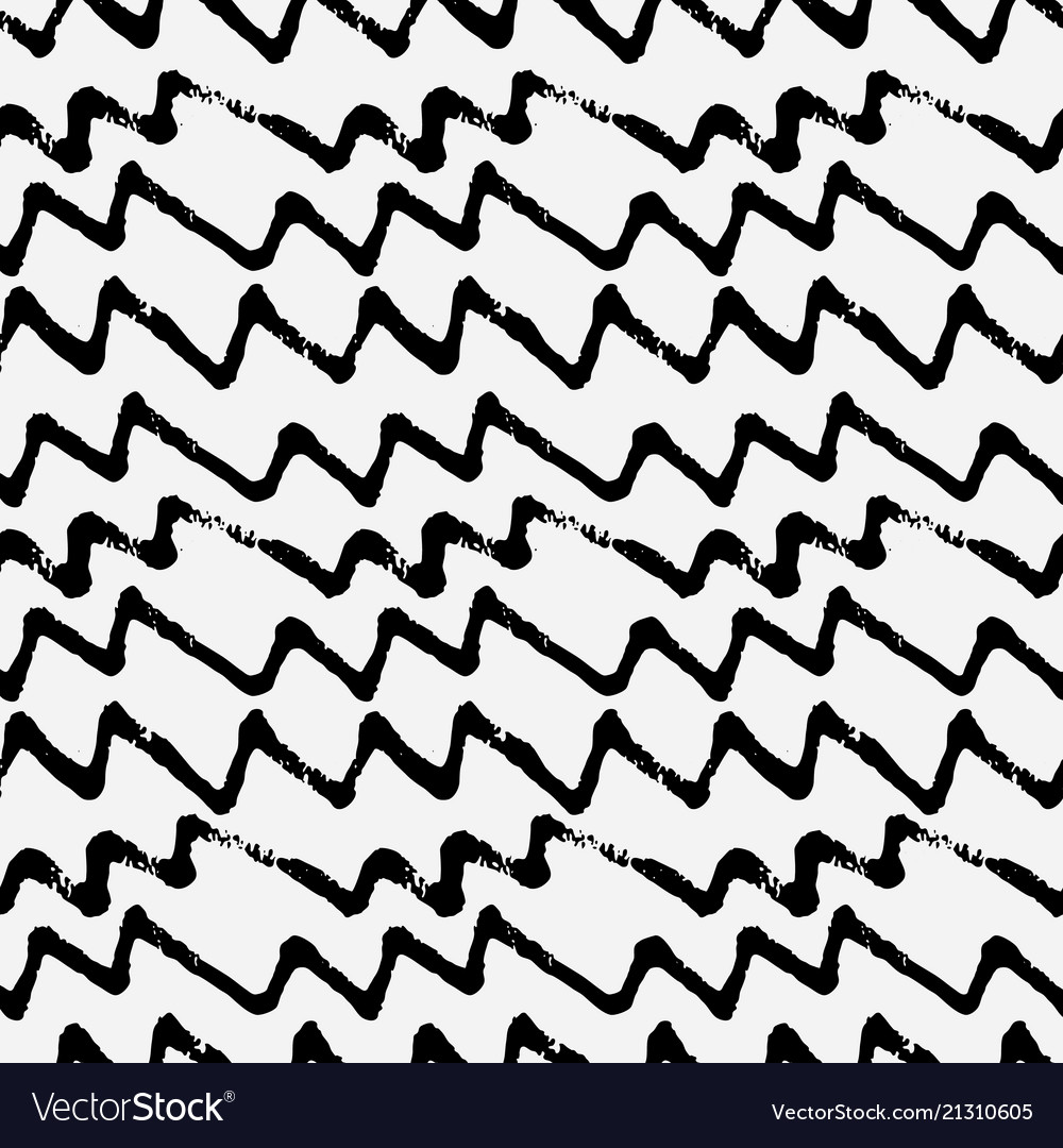 Hand drawn zig zag monochrome seamless pattern Vector Image