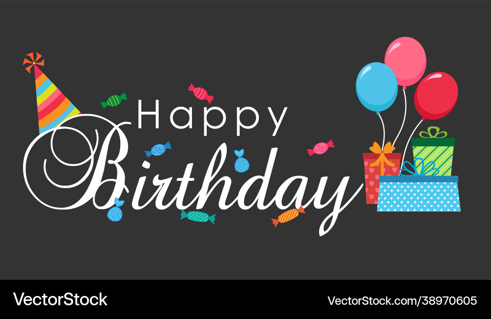 Happy birthday text greeting card Royalty Free Vector Image