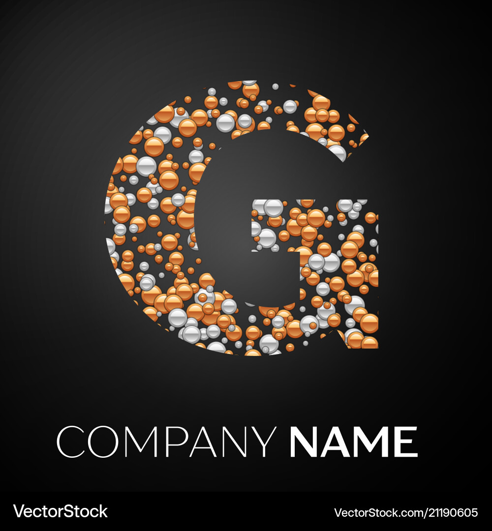 Letter g logo gold-silver dots alphabet logotype Vector Image