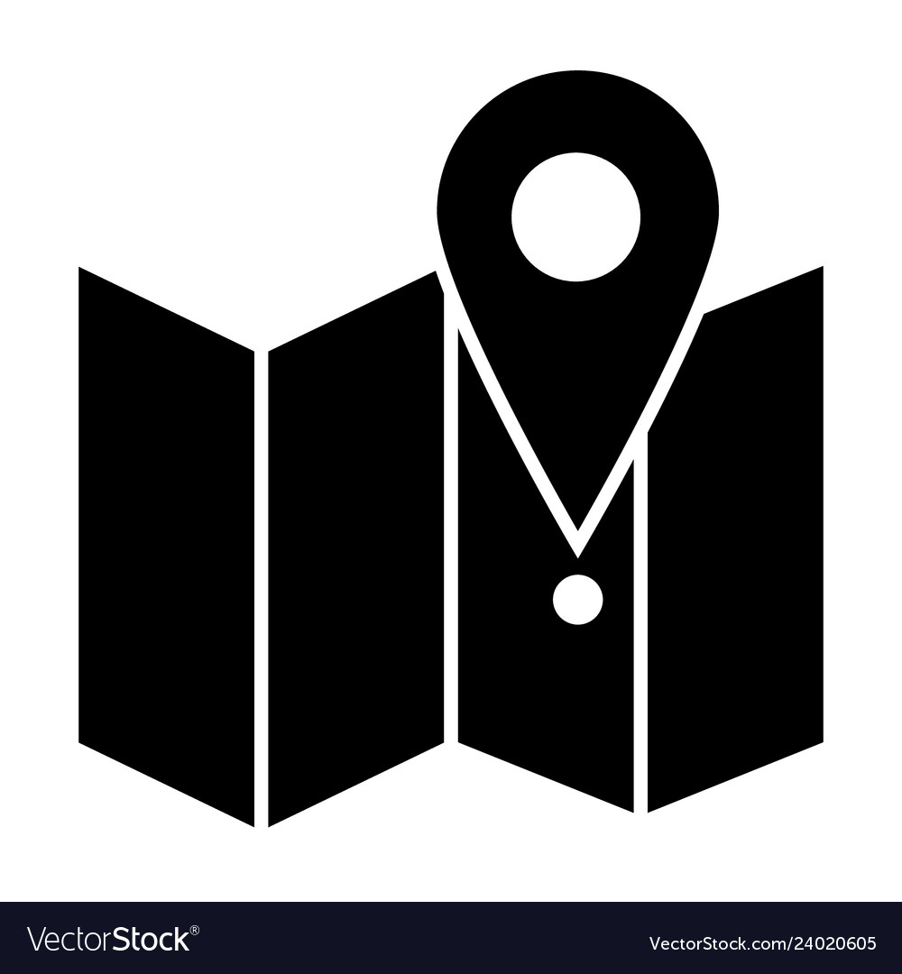 Map with pin solid icon direction Royalty Free Vector Image