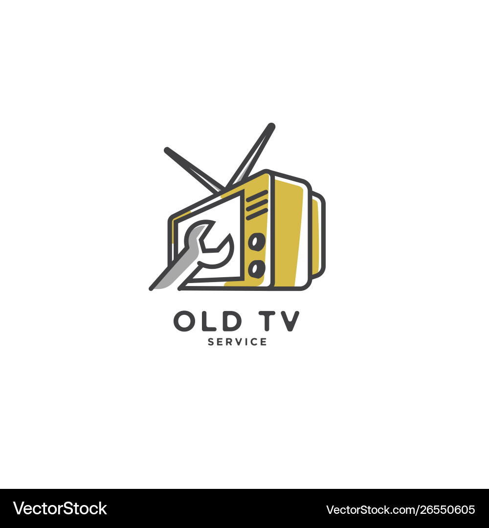Old tv service logo icon Royalty Free Vector Image