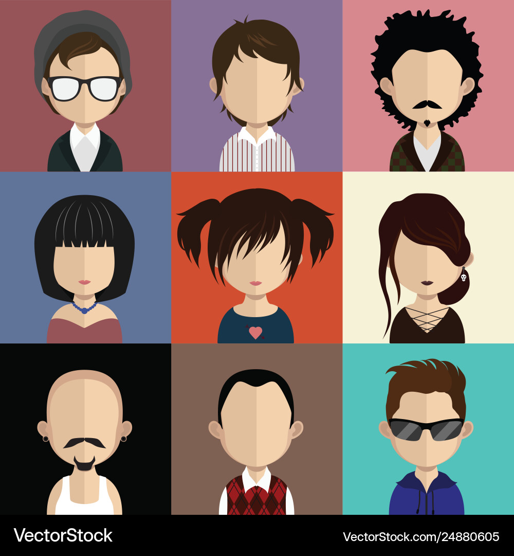 People avatars with colorful backgrounds Vector Image
