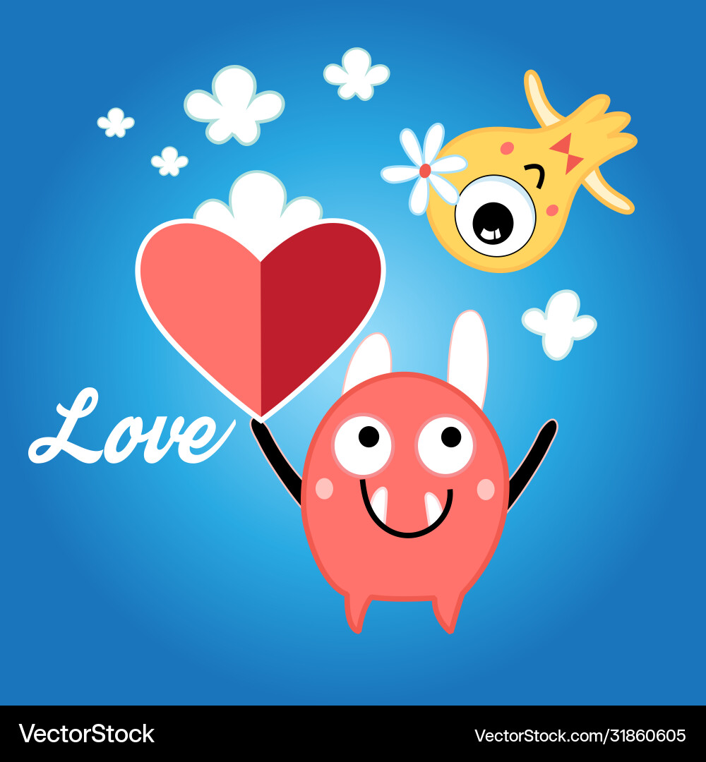 Red heart for lovers monsters Royalty Free Vector Image