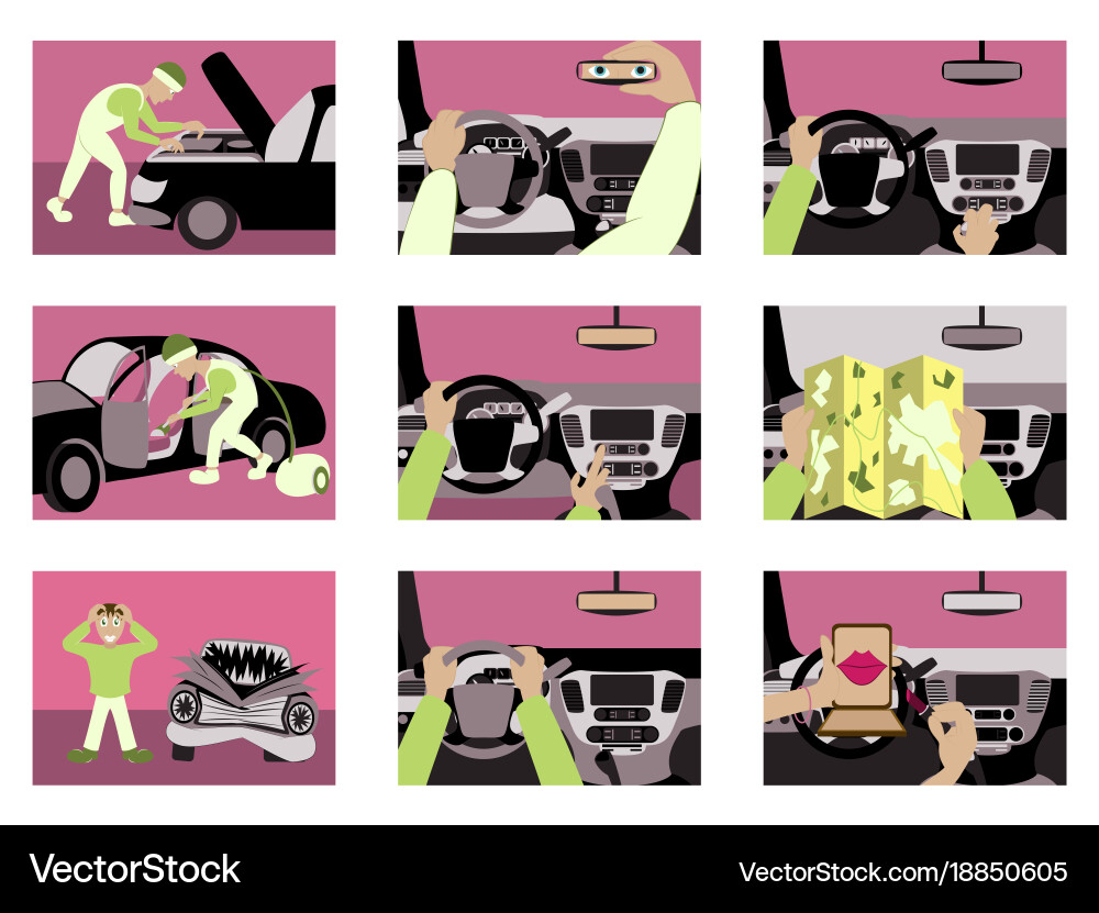 Set of car from inside Royalty Free Vector Image