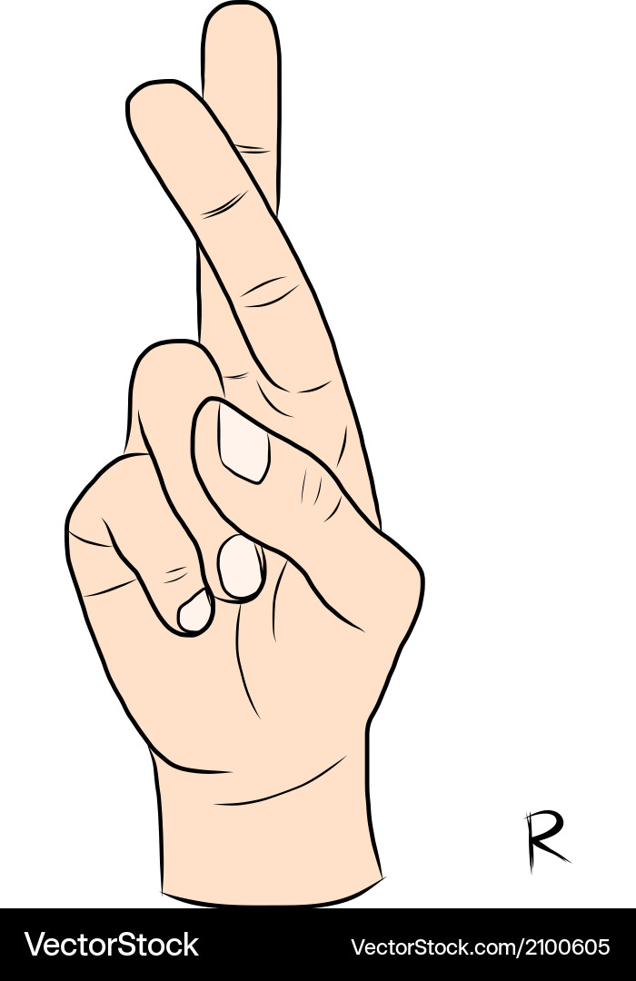 Sign language and alphabetthe letter r Royalty Free Vector