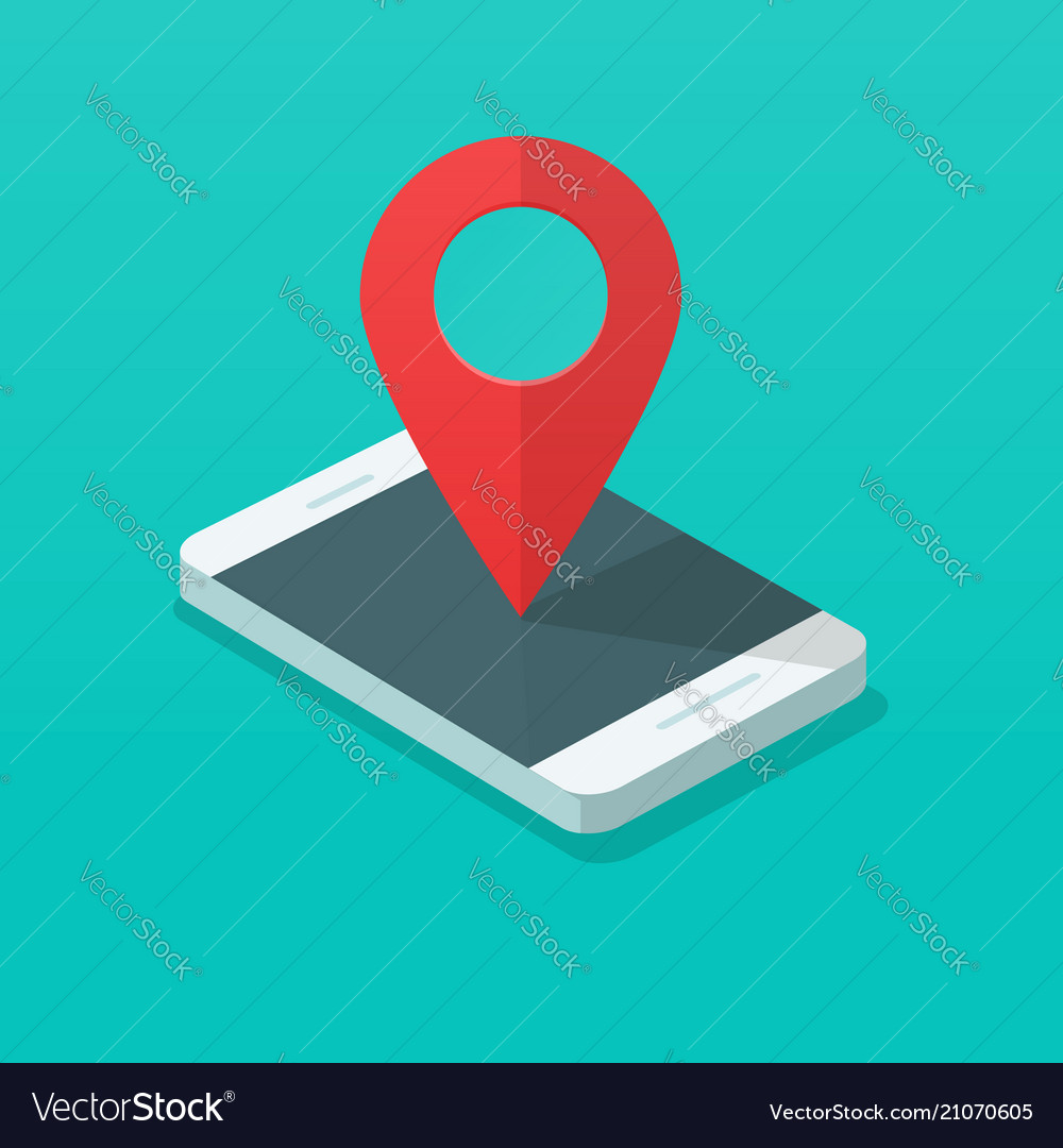 Smartphone with map pin pointer Royalty Free Vector Image