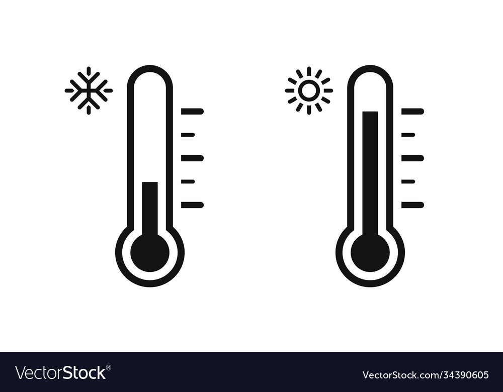 Temperature Symbol Set Three Thermometer Showing Vector Image
