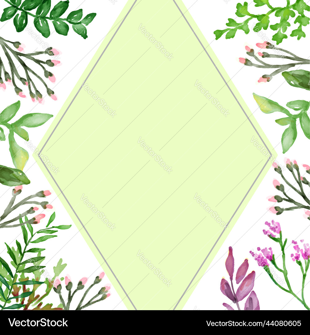 Watercolor flower frame creeper design Royalty Free Vector
