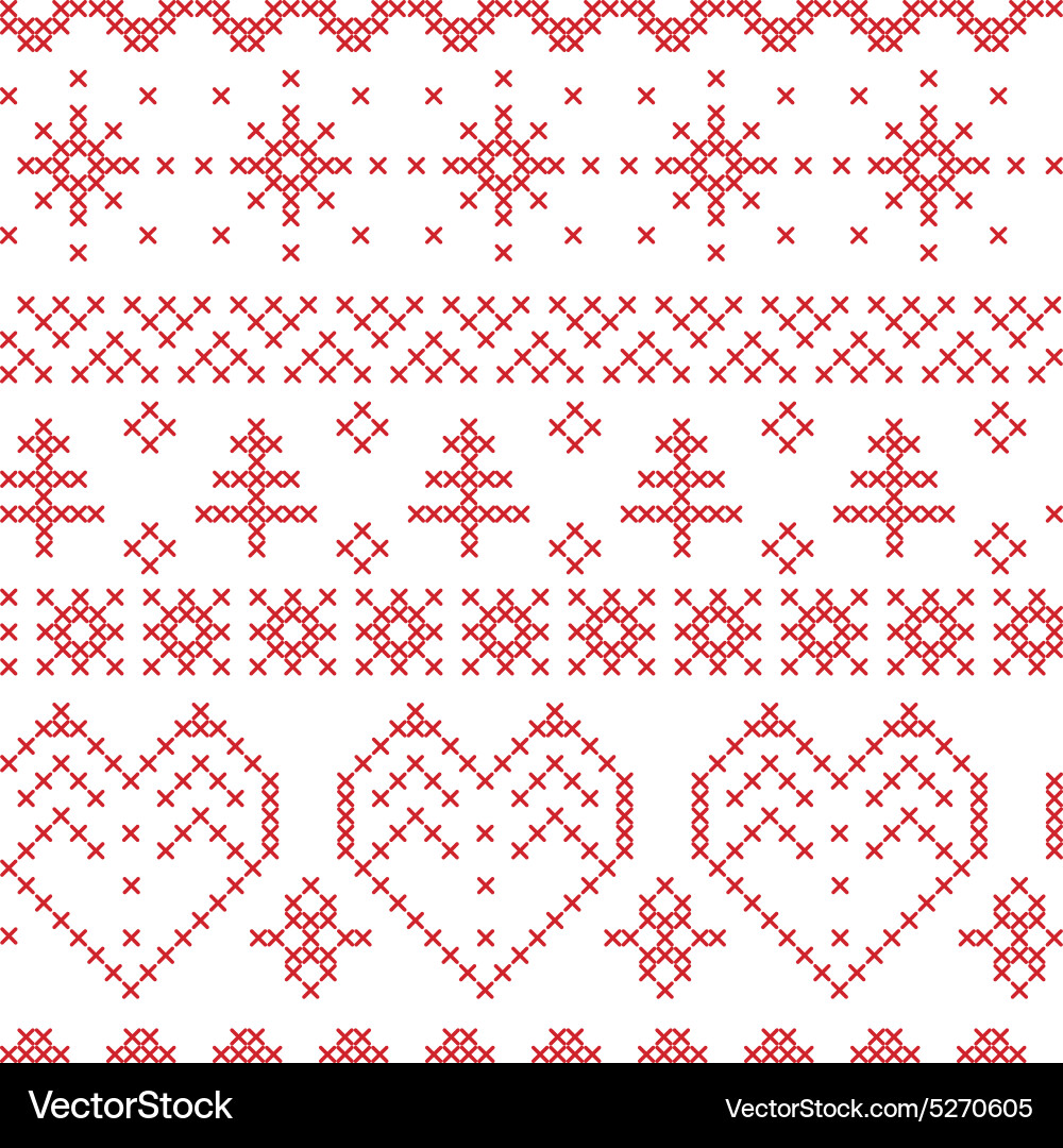 Xmas seamless pattern inspired by nordic cross Vector Image