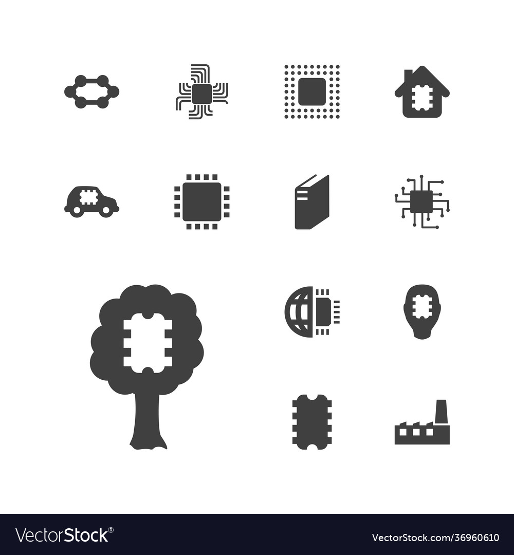 13 processor icons Royalty Free Vector Image - VectorStock