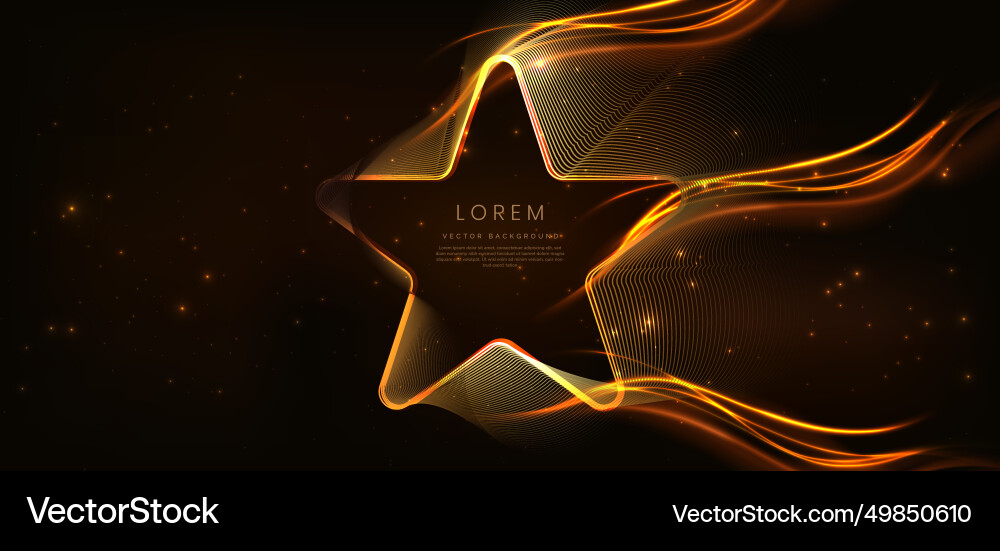 Abstract gold star lines on black background with Vector Image