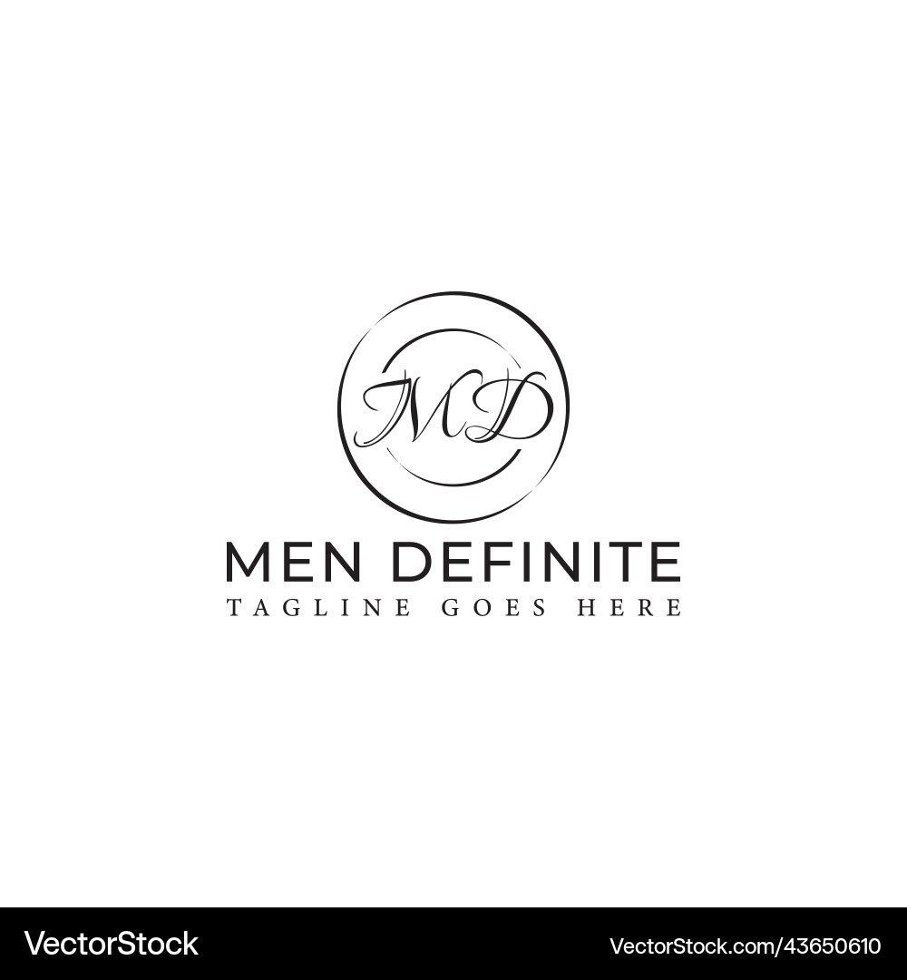 Abstract initial letter md or dm logo in black Vector Image