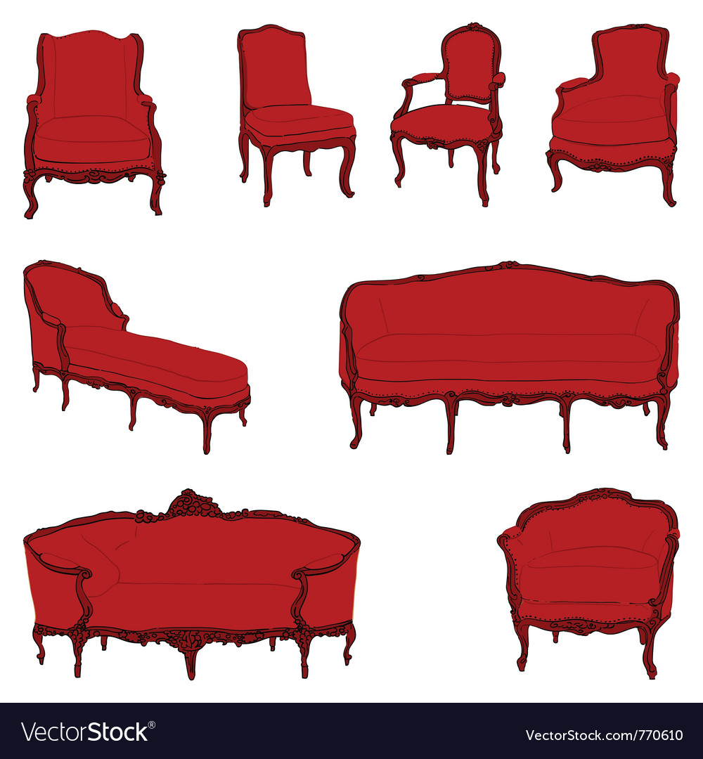 Authentic rococo armchairs Royalty Free Vector Image