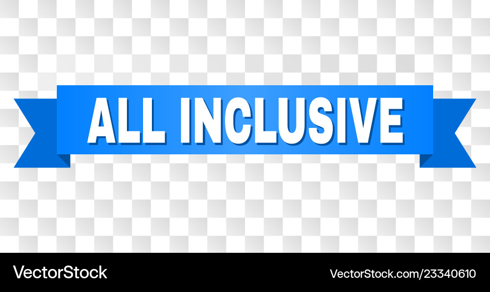 Blue ribbon with all inclusive text Royalty Free Vector