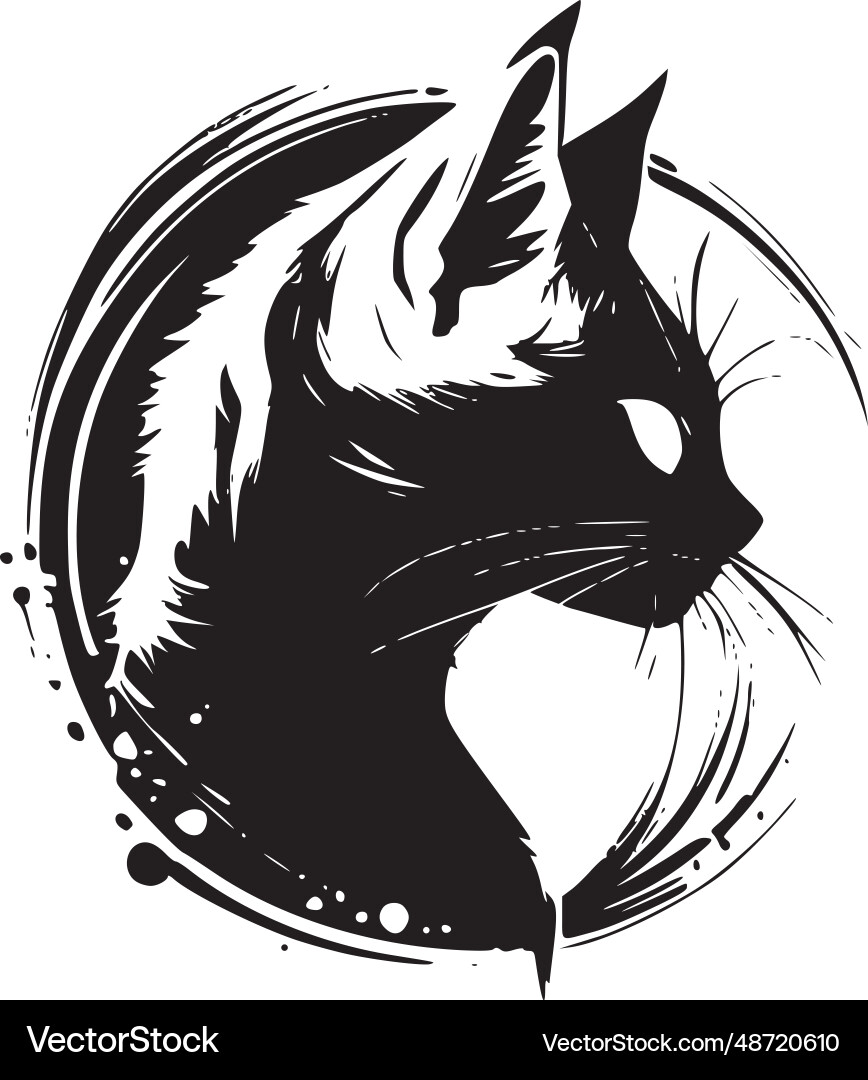 Cat - black and white isolated icon Royalty Free Vector