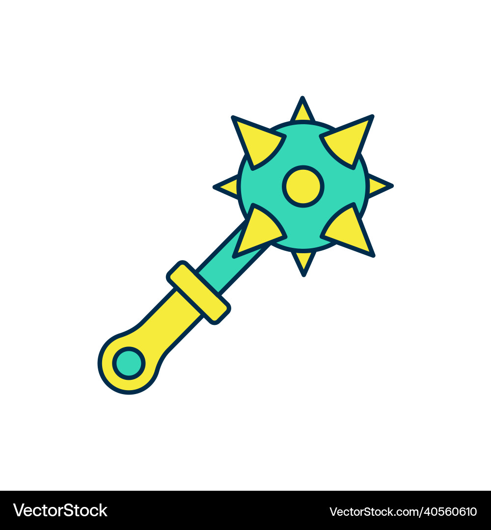 Filled outline medieval chained mace ball icon Vector Image