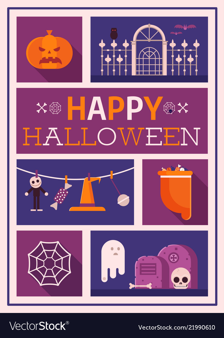Happy halloween postcard Royalty Free Vector Image