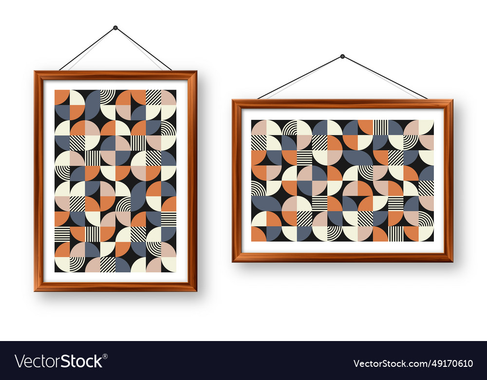 Picture frame with geometric trendy pattern Vector Image