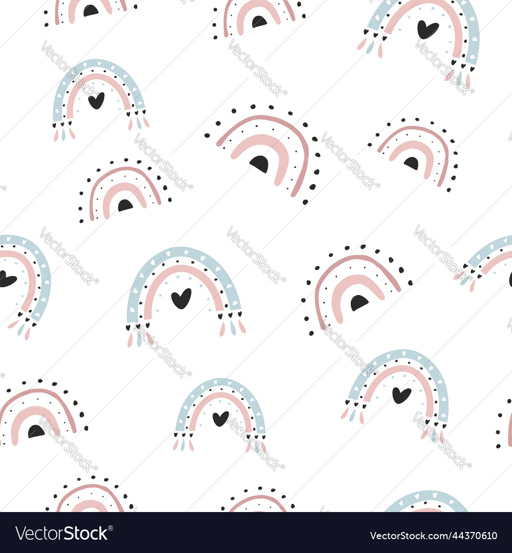 Seamless pattern with hand drawn boho rainbows Vector Image