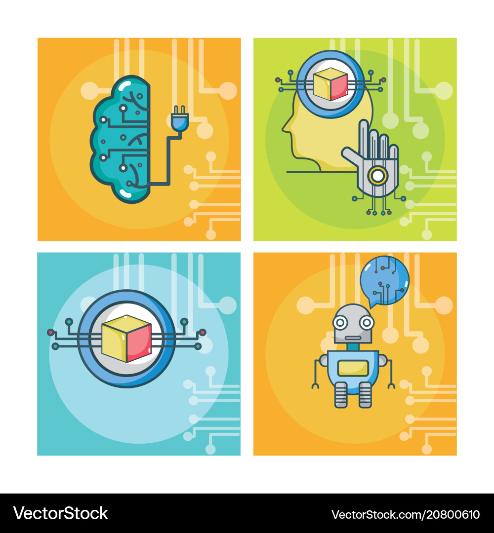 Set of artificial intelligence Royalty Free Vector Image