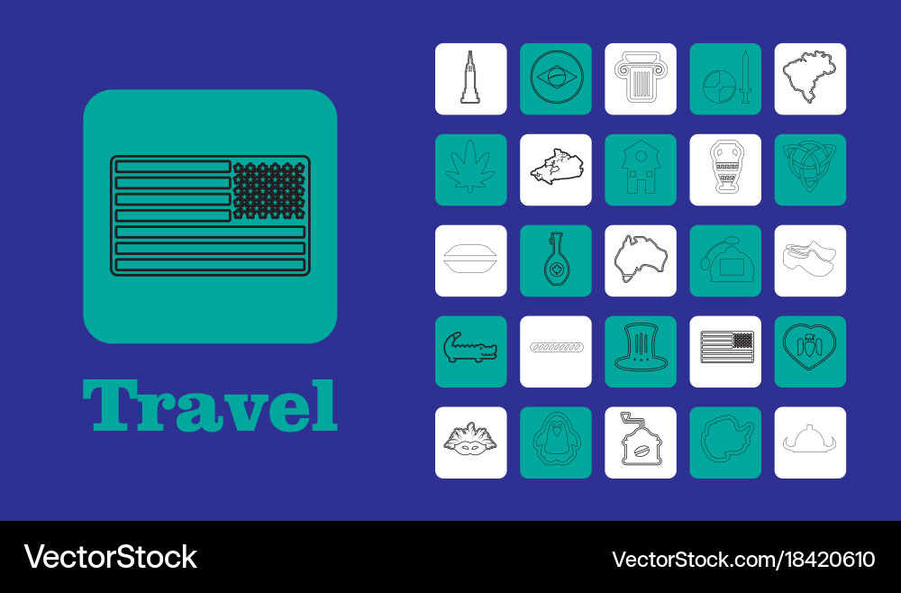 Travel line icons for web and mobile thin Vector Image