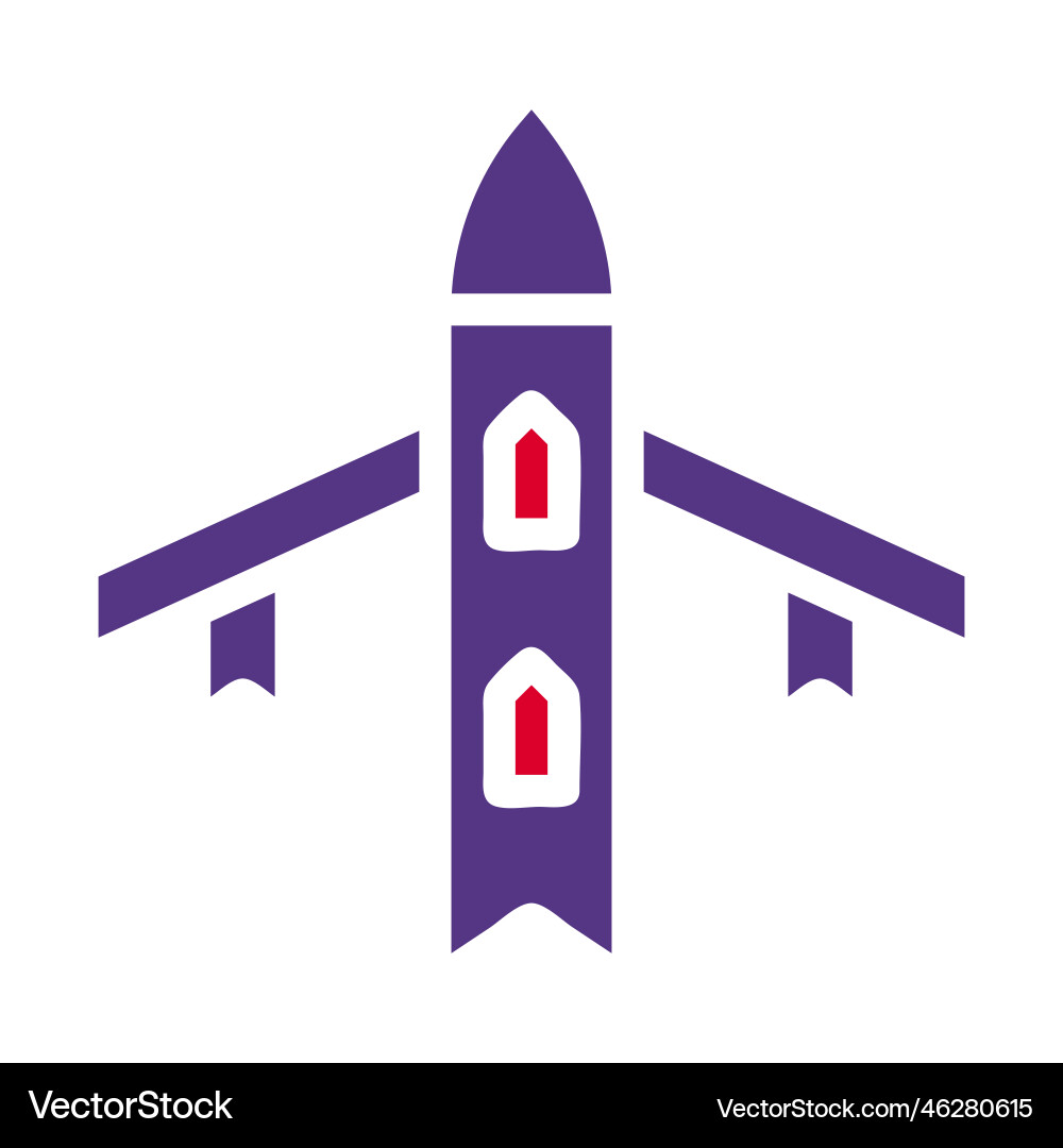 Airplane icon solid red purple style military Vector Image