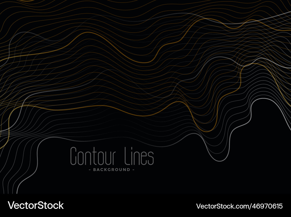 Black background with shiny contour lines Vector Image