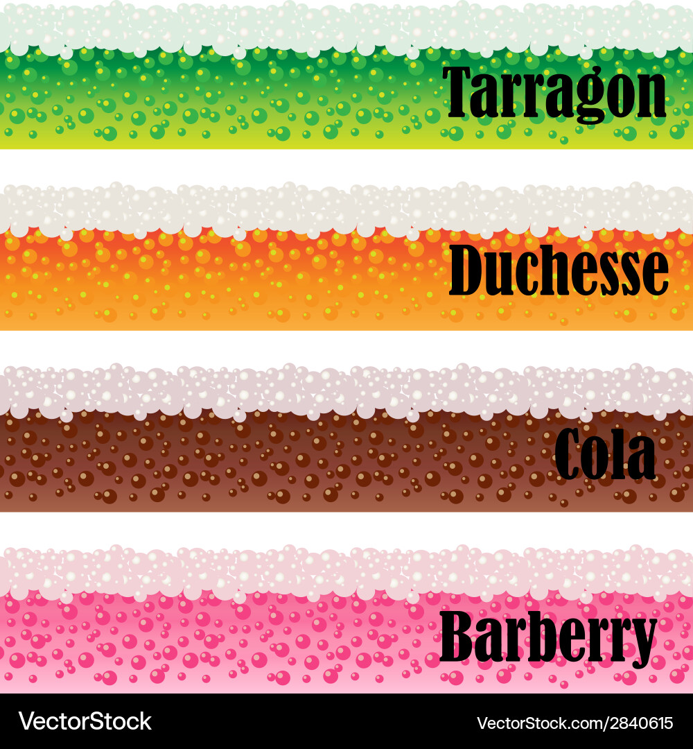 Borders of carbonated beverages set Royalty Free Vector