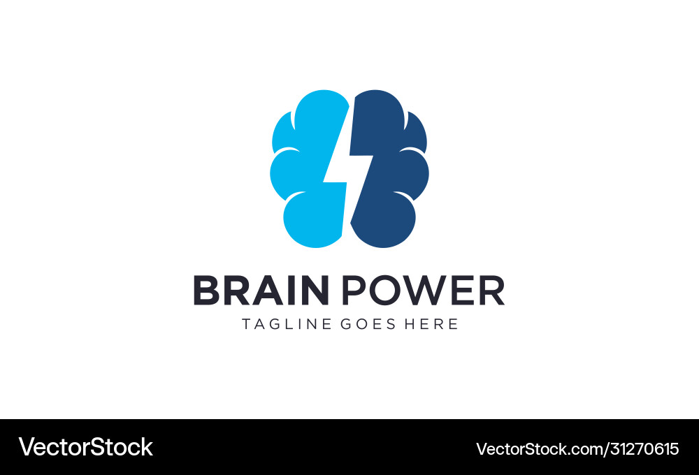 Brain power with electric symbol for logo design Vector Image