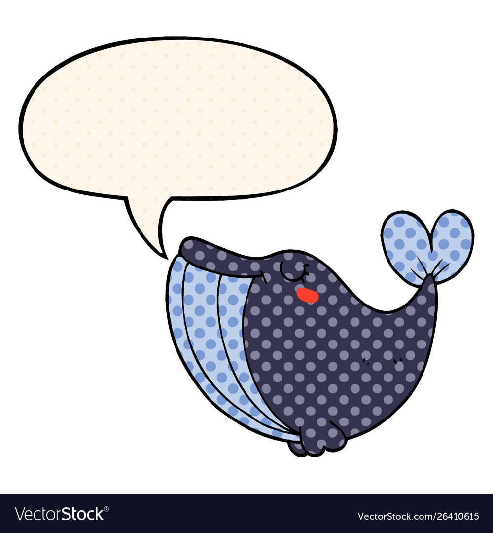 Cartoon whale and speech bubble in comic book Vector Image