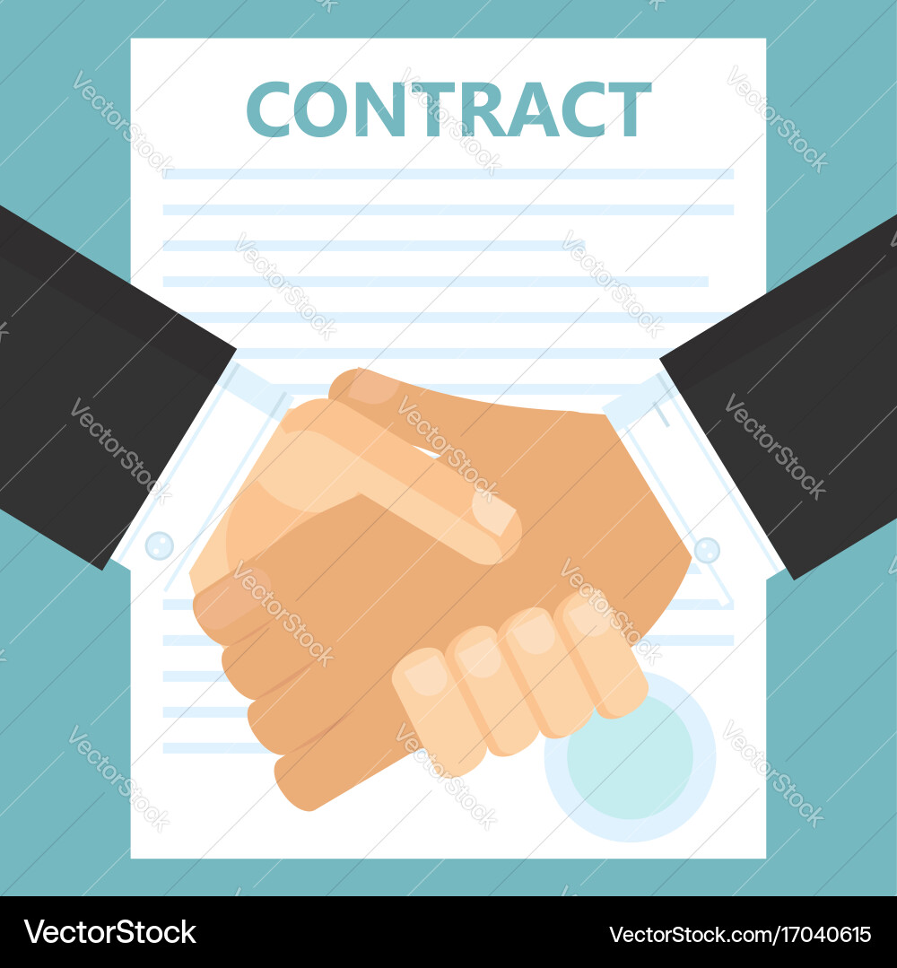 Conclusion of a contract two men shake hands Vector Image