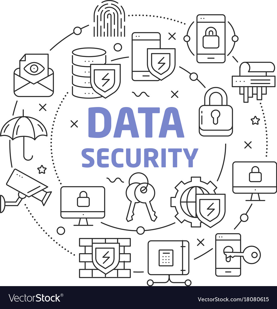 Data security linear Royalty Free Vector Image